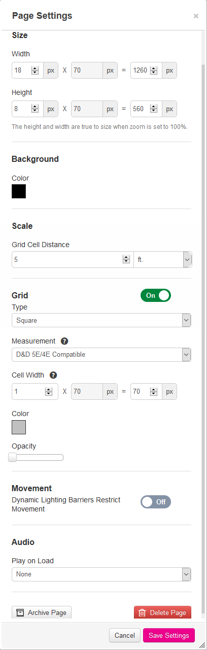 Page Settings – Roll20 Help Center